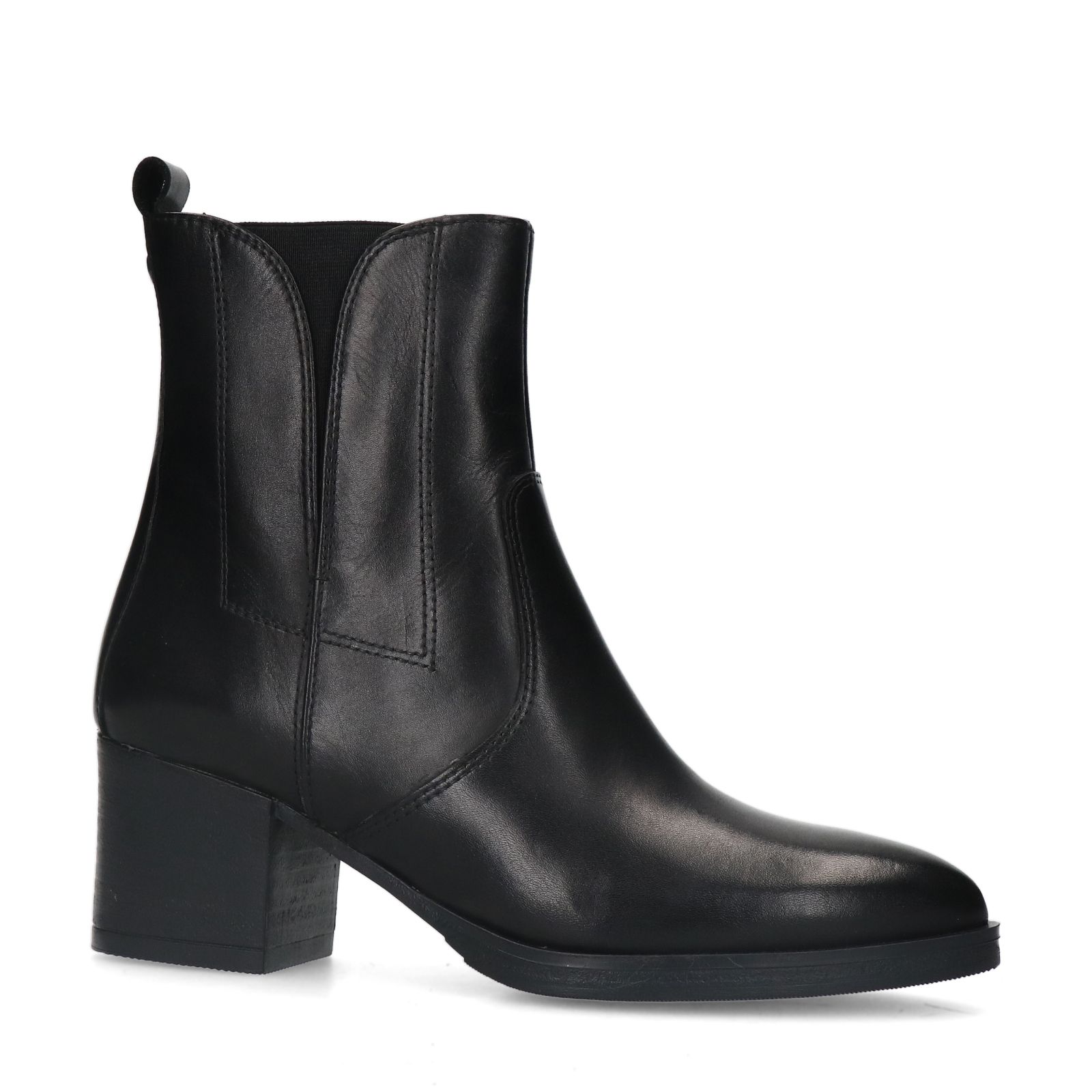 Schwarze Lederstiefeletten mit Absatz | Stiefeletten mit absatz ...